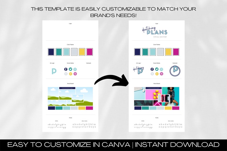 Canva Brand Kit Template Branding Kit Brand Board Template - Etsy