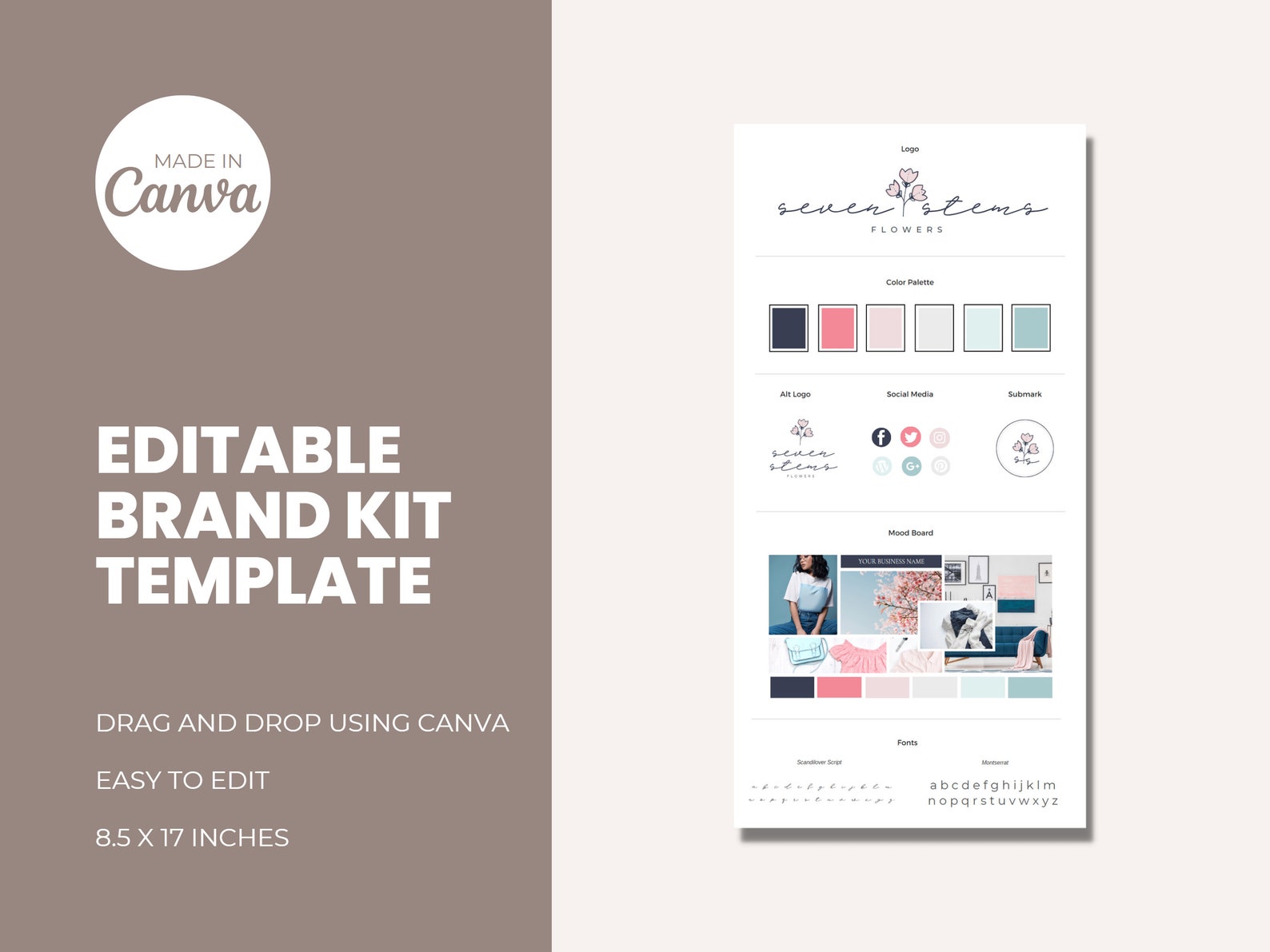 Canva Brand Kit Template Branding Kit Brand Board Template - Etsy