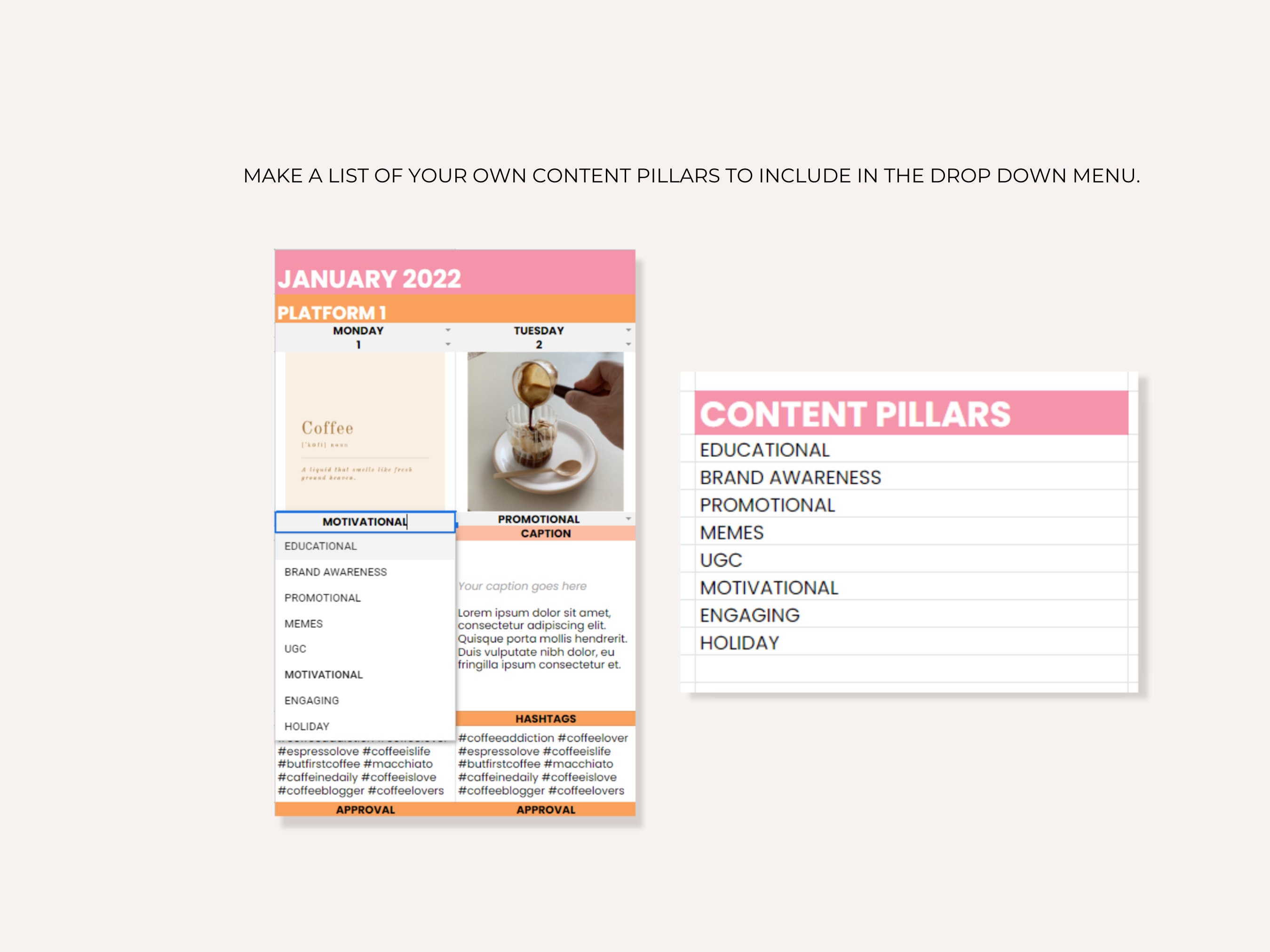 Social Media Content Calendar Planner Template | Instagram Content Plan ...
