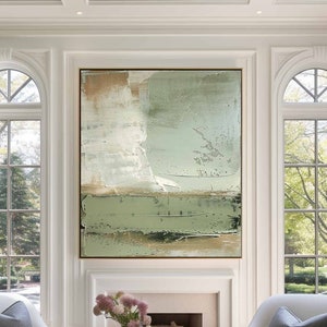 Light Green Abstract Painting, Green Minimalist Wall Art,green Wabi ...