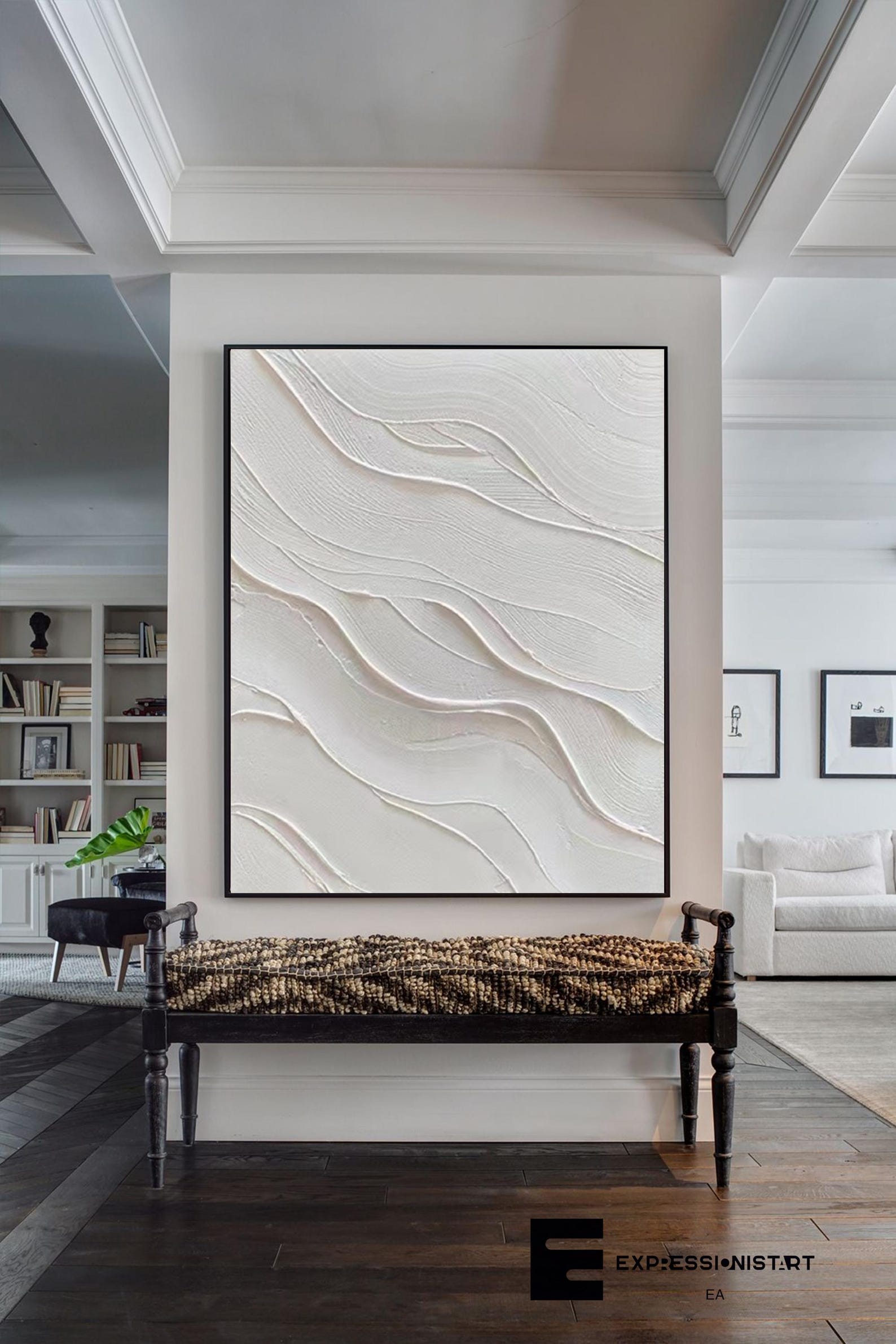White Wall Decor White Textured Wall Art White Minimalist Painting on ...