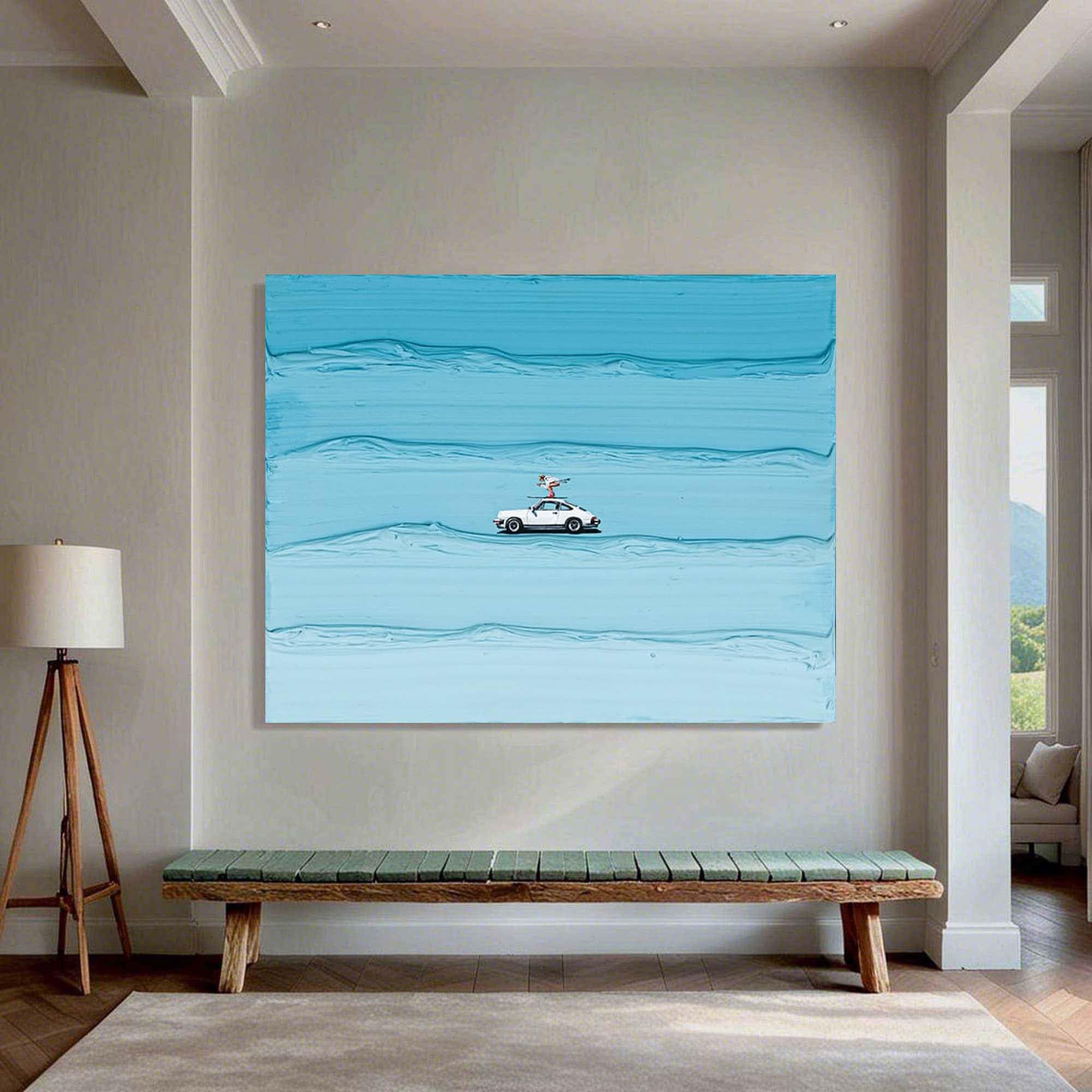 Original Porsche Canvas Wall Art Blue Minimalist Art Gradient Blue ...