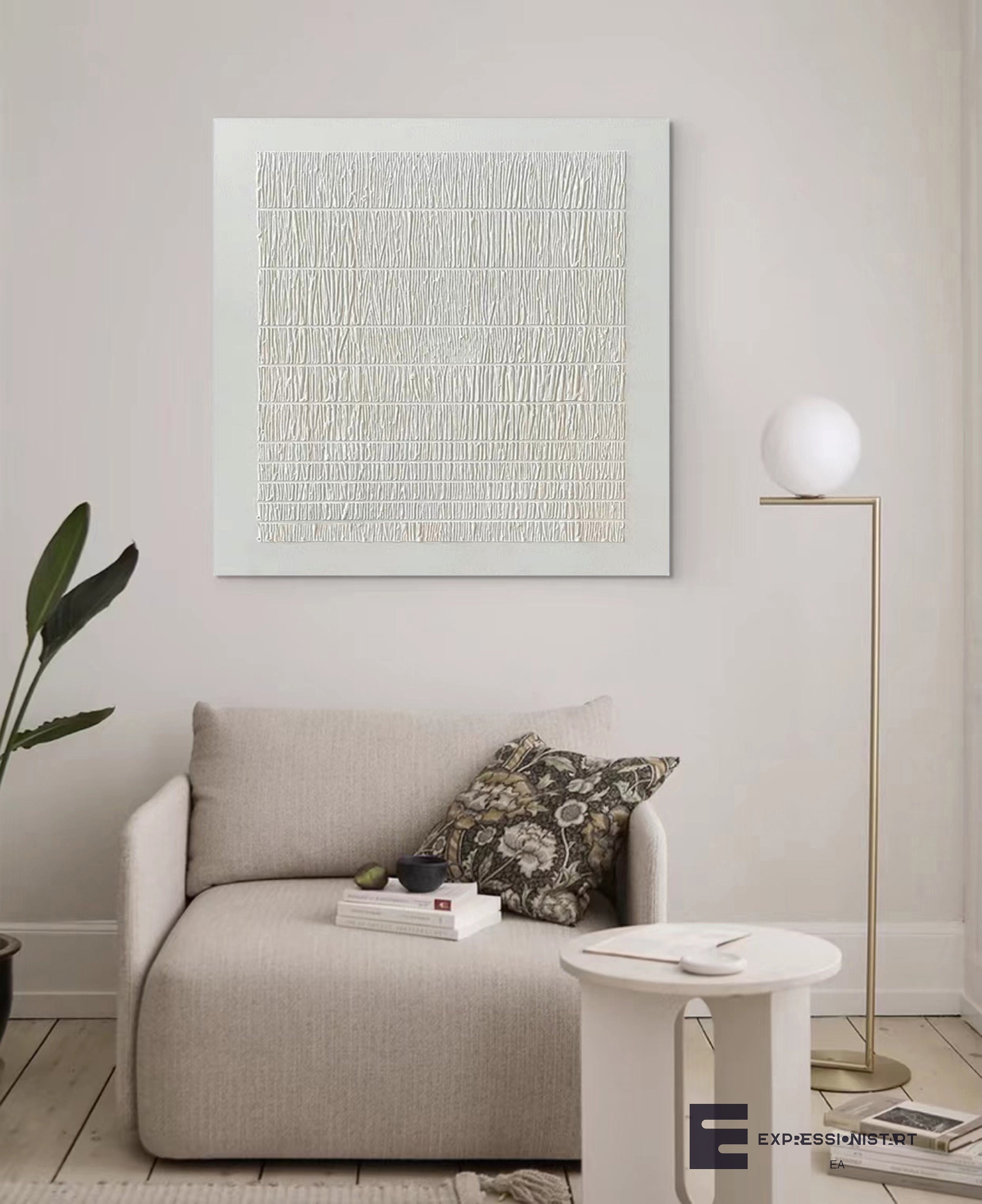 Large White Abstract Art Canvas White Wall Painting 3d Heavy - Etsy