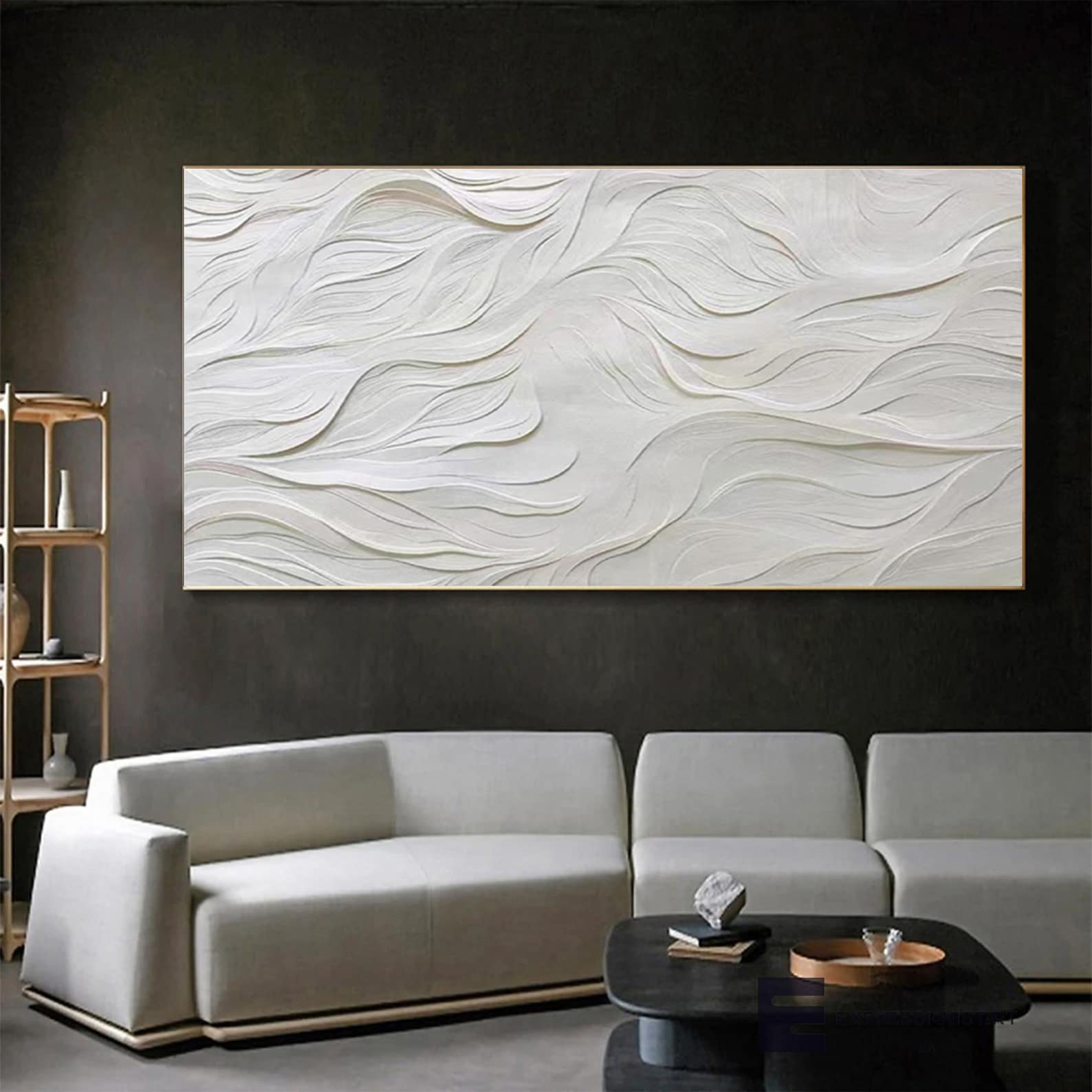 White Textured Wall Art White Painting Horizontal Wall Decor - Etsy