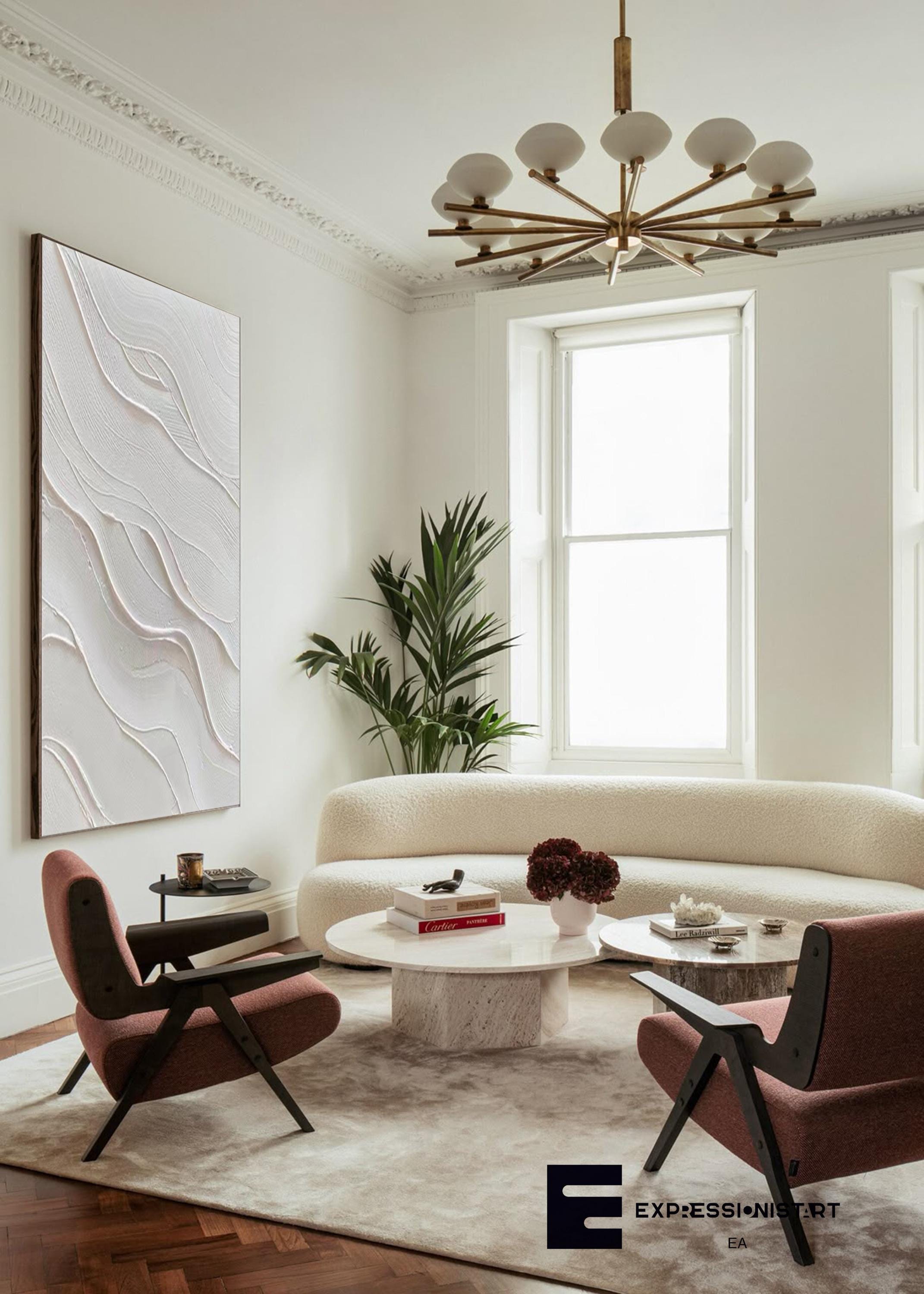 White Wall Decor White Textured Wall Art White Minimalist Painting on ...
