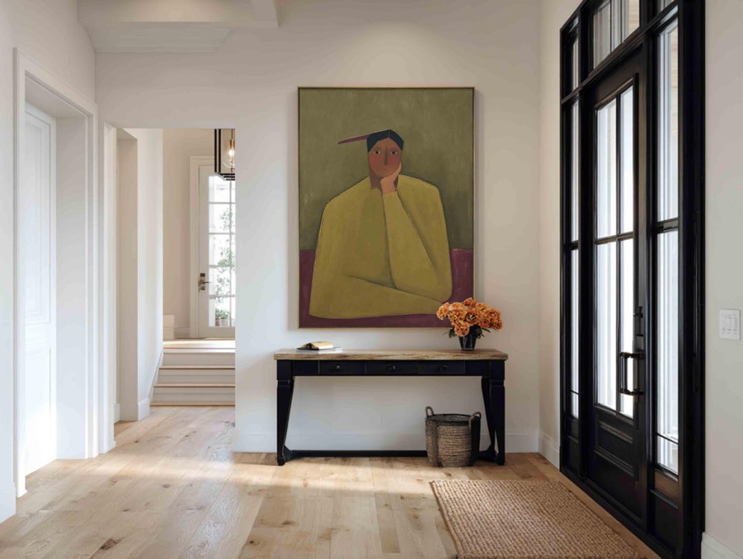 Vintage Figurative Canvas Art Large Abstract Portrait Art Expressive ...