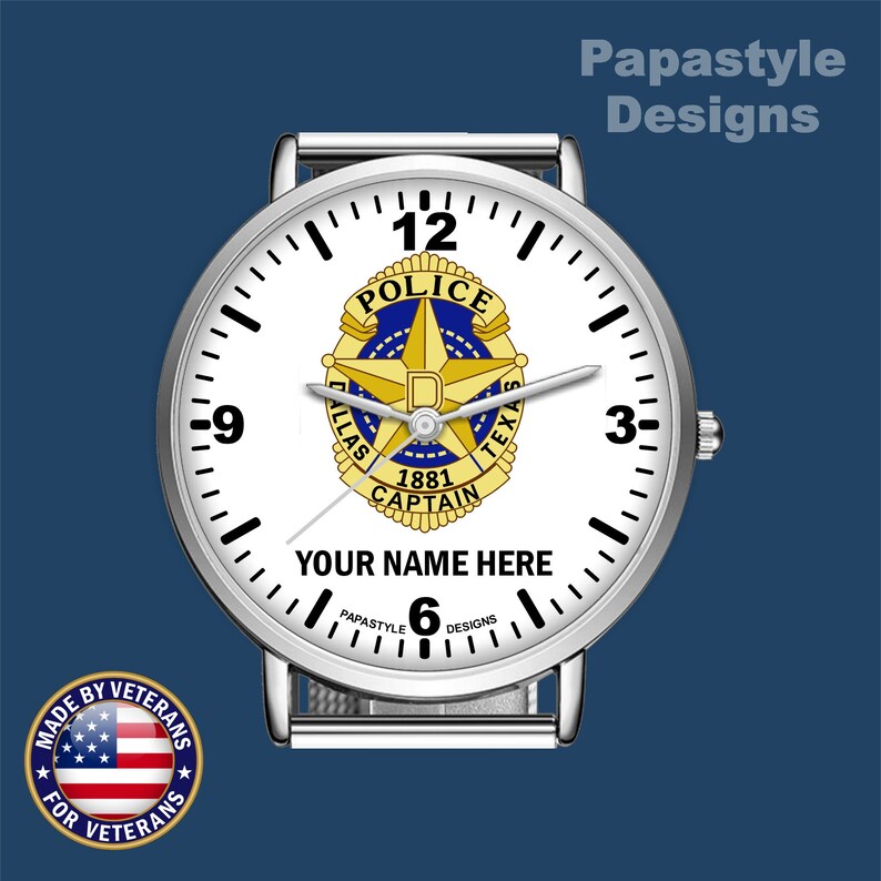 Dallas Police Badge Personalized Wristwatch. Made in the USA. - Etsy
