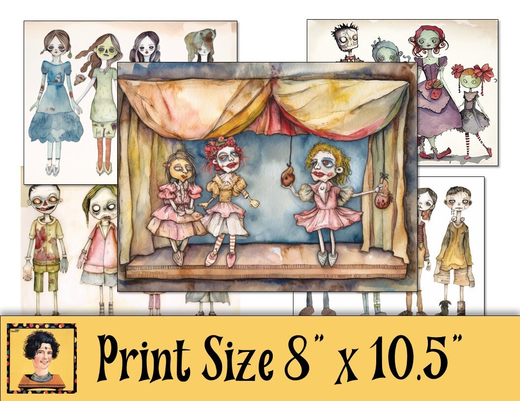 Printable Collage Paper Sheets, 38 Zombie Doll Sketches for Art ...