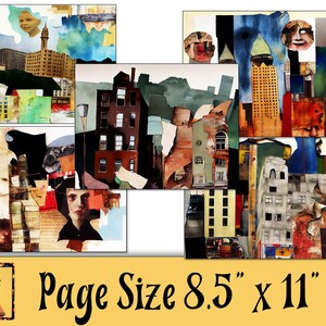 Printable Collage Sheets, 36 Cityscape Collage Papers, Abstract ...