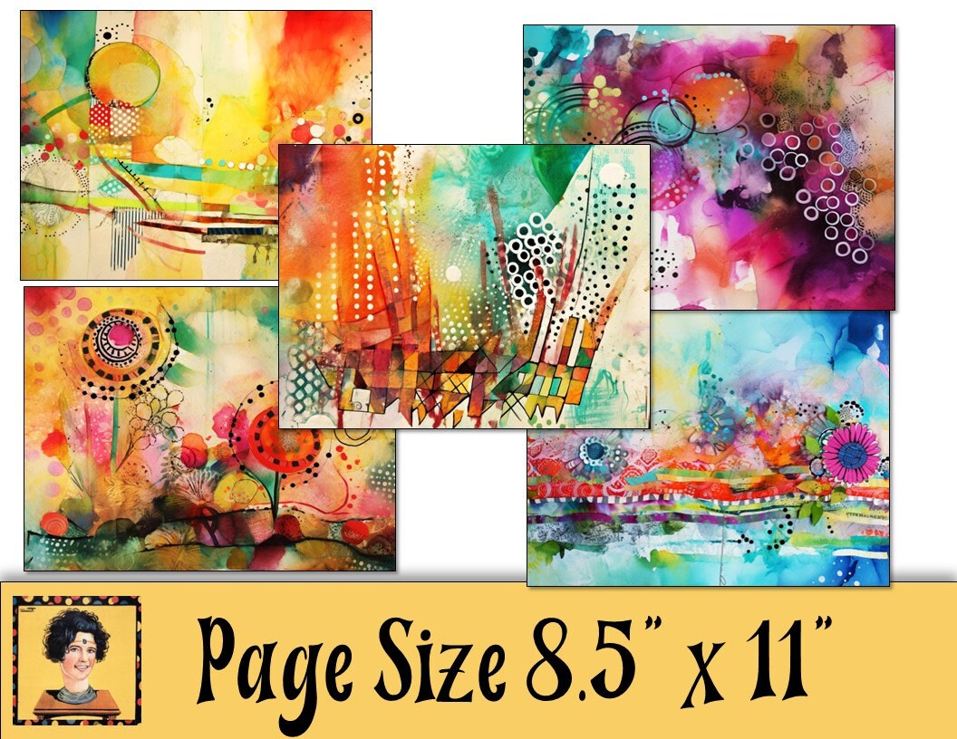 Printable Collage Sheets, 36 Botanical Collage Papers, Abstract Brights ...