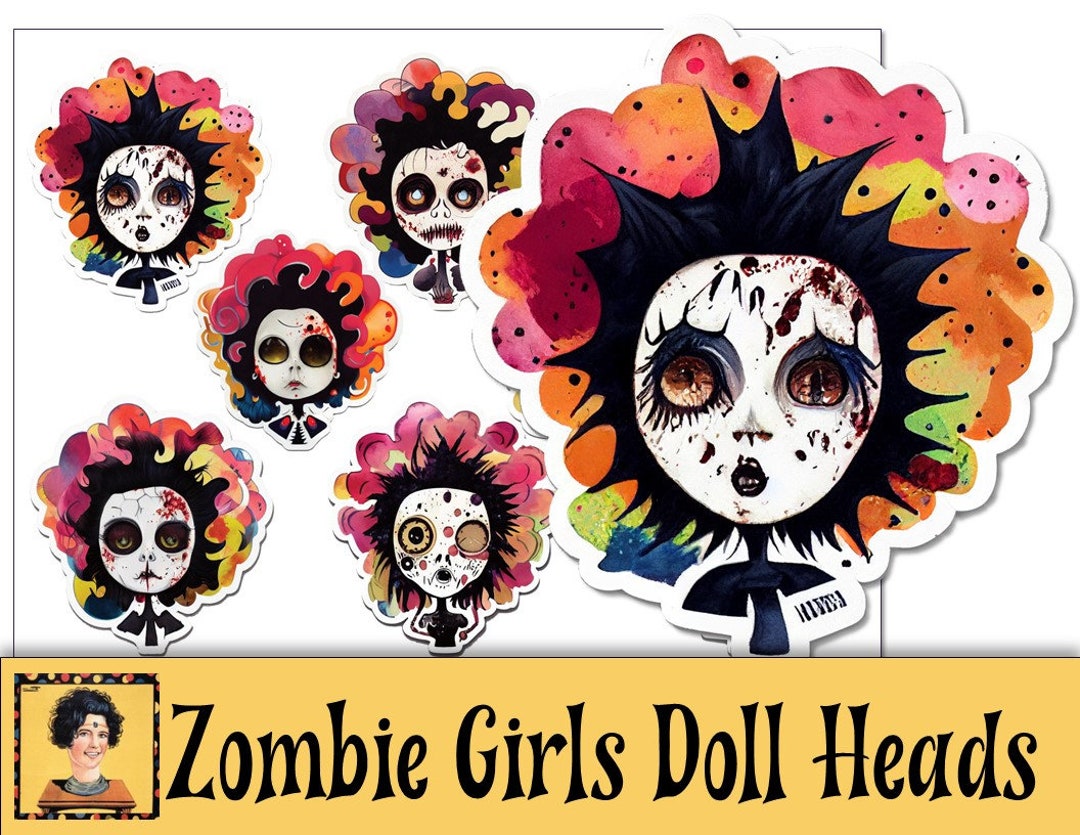 Digital Collage Sheet Gothic Zombie Girl Fussy Cuts Halloween - Etsy