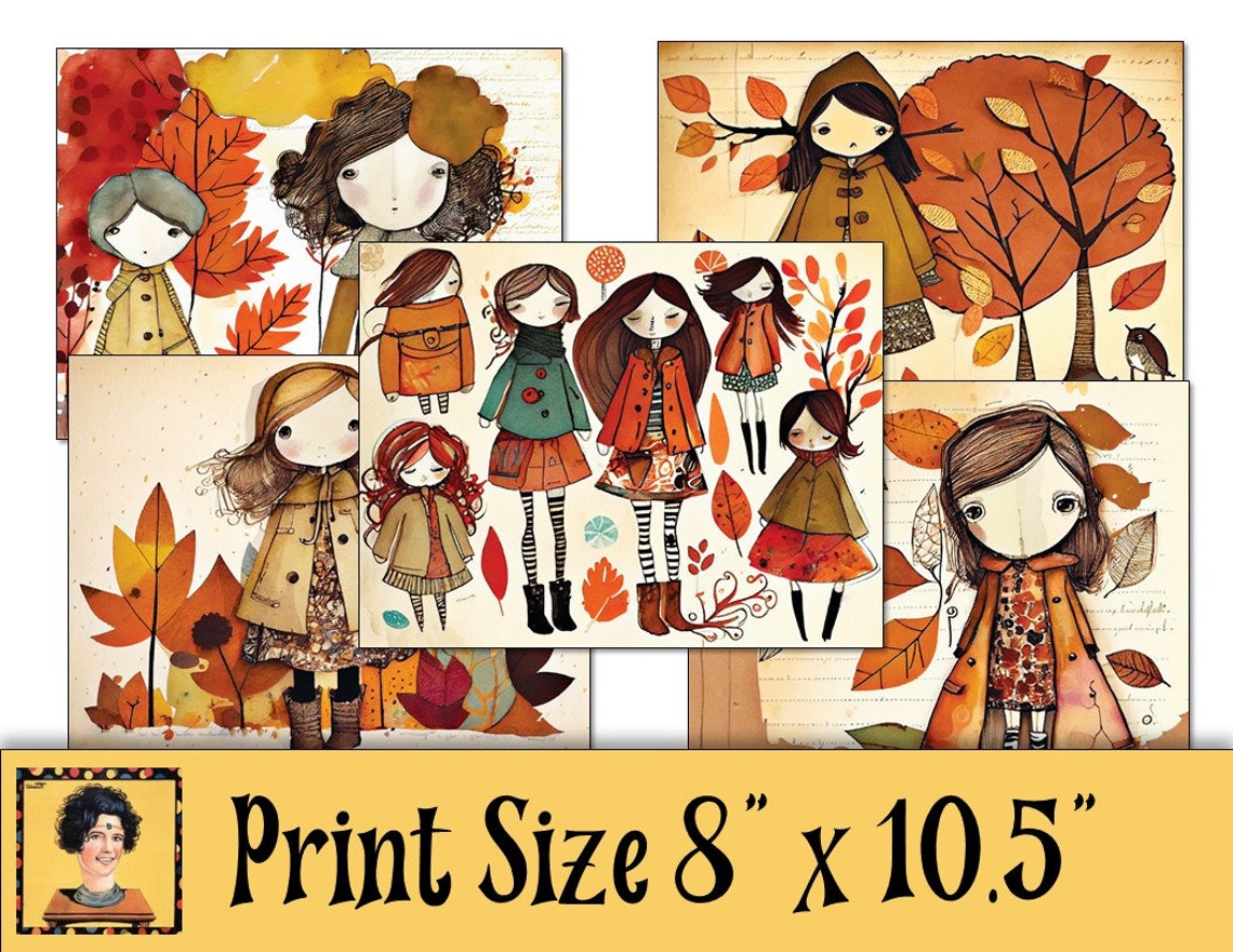 Printable Collage Paper Sheets, 36 Doll Fall Fashion Sketches for Art ...