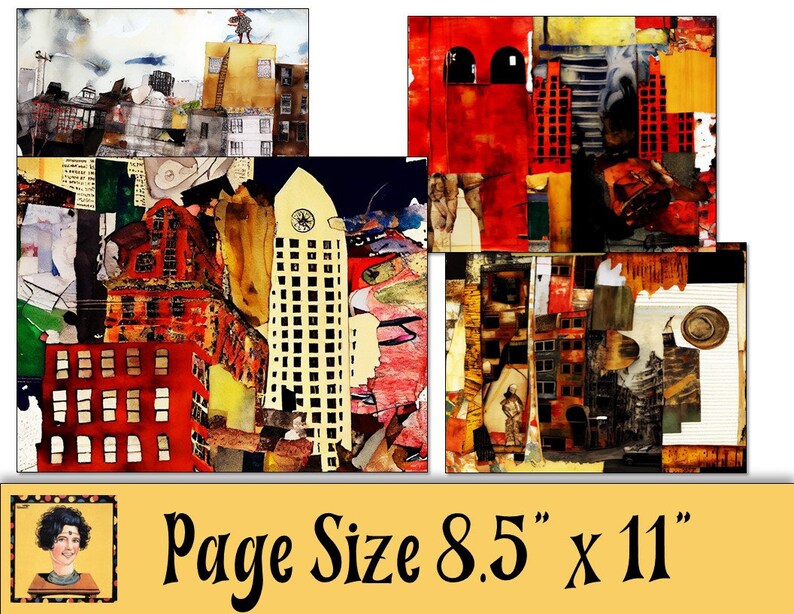 Printable Collage Sheets, 36 Cityscape Collage Papers, Abstract ...