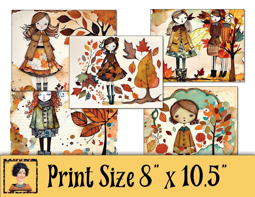 Printable Collage Paper Sheets, 36 Doll Fall Fashion Sketches for Art ...