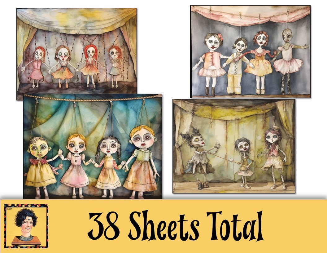 Printable Collage Paper Sheets, 38 Zombie Doll Sketches for Art ...