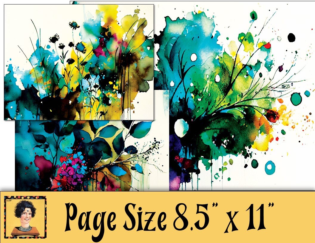 Digital Collage Sheets, 36 Vibrant Collage Papers, Abstract Brights ...