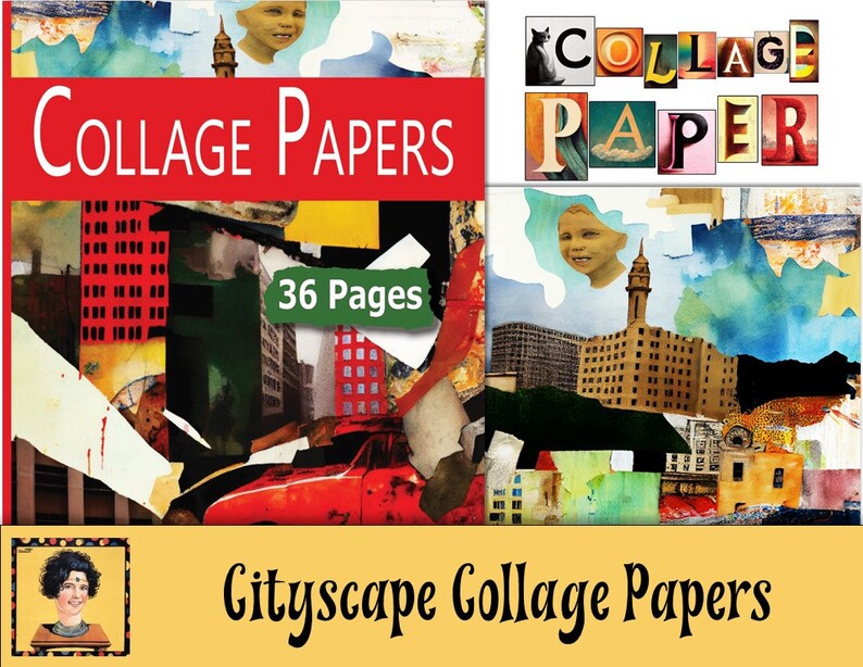 Printable Collage Sheets, 36 Cityscape Collage Papers, Abstract ...