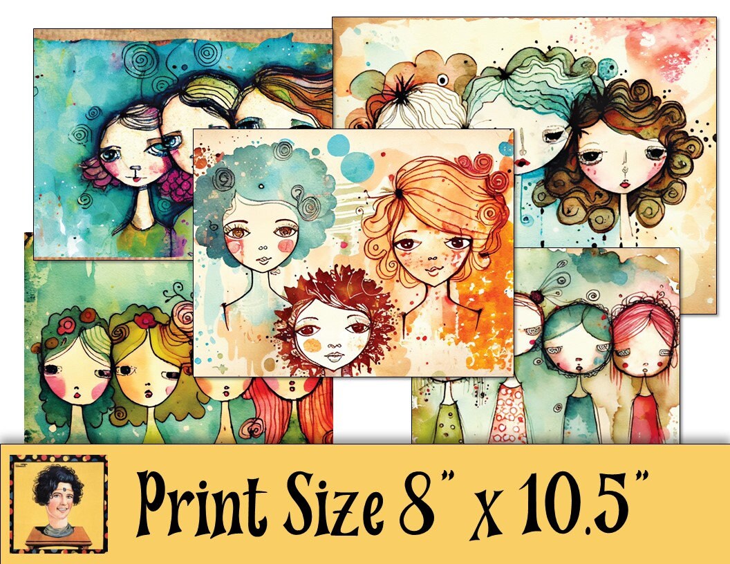 Printable Collage Paper Sheets 36 Doll Face Sketches for Art - Etsy