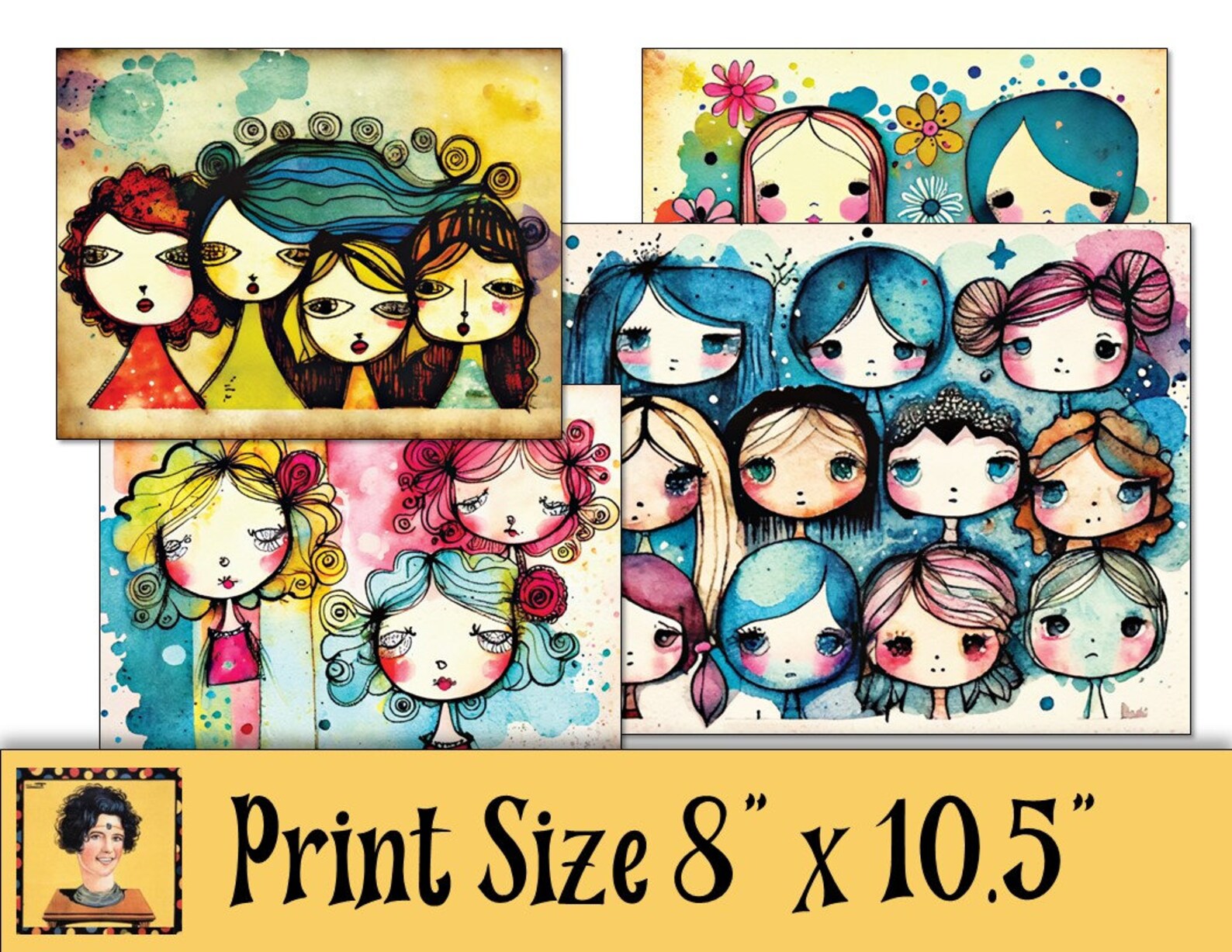Printable Collage Paper Sheets 36 Doll Face Sketches for Art - Etsy
