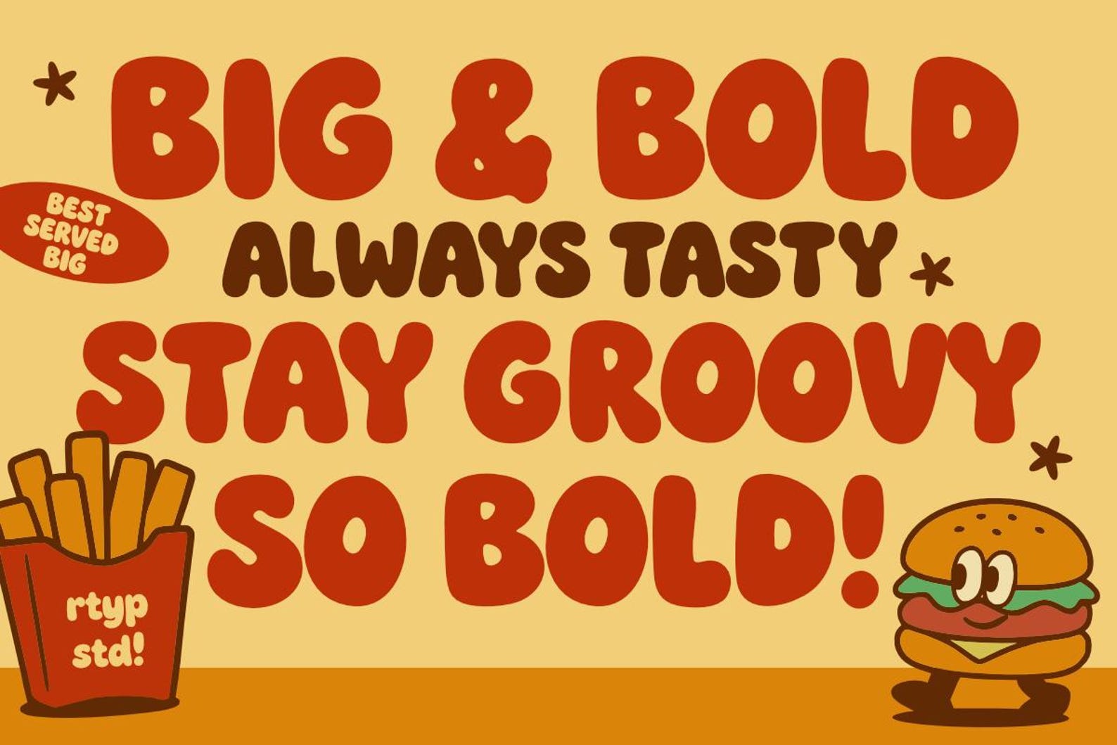 Chubby Dinner - Retro Fast Food Font Retro Font, Bubble Font, Diner ...