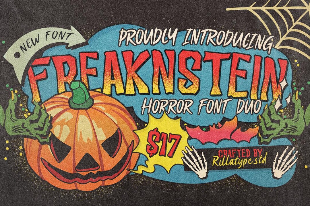 Freaknstein Horror Font Duo, Halloween, Font, Display, Horror, Comic ...