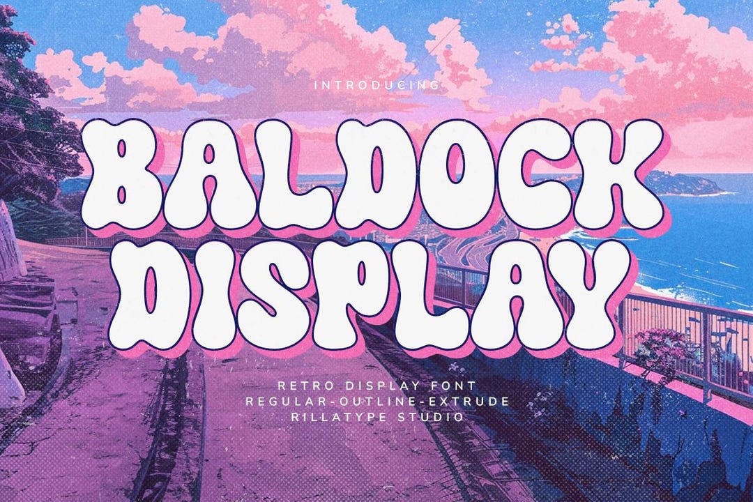 Baldock Retro Font, Vintage Font, Psychedelic Font, Headline Font ...