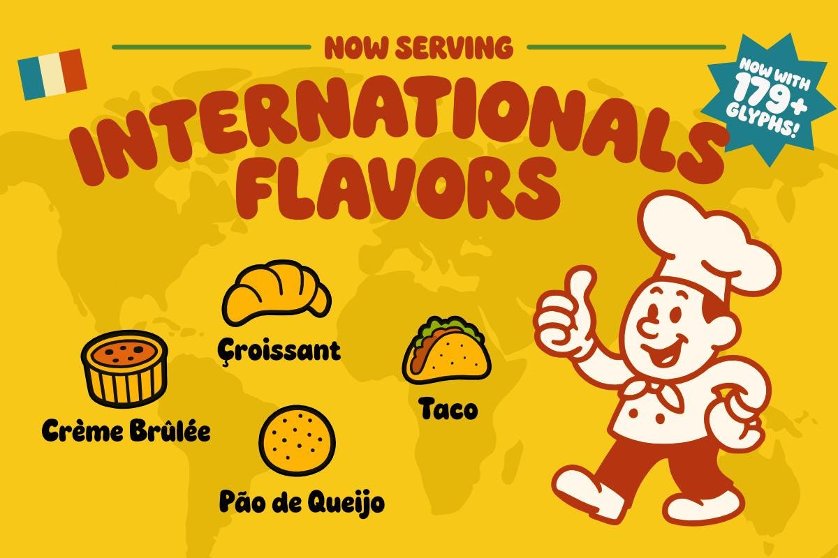 Chubby Dinner - Retro Fast Food Font Retro Font, Bubble Font, Diner ...