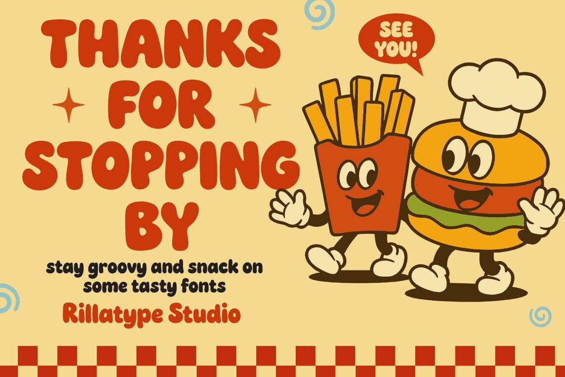 Chubby Dinner - Retro Fast Food Font Retro Font, Bubble Font, Diner ...