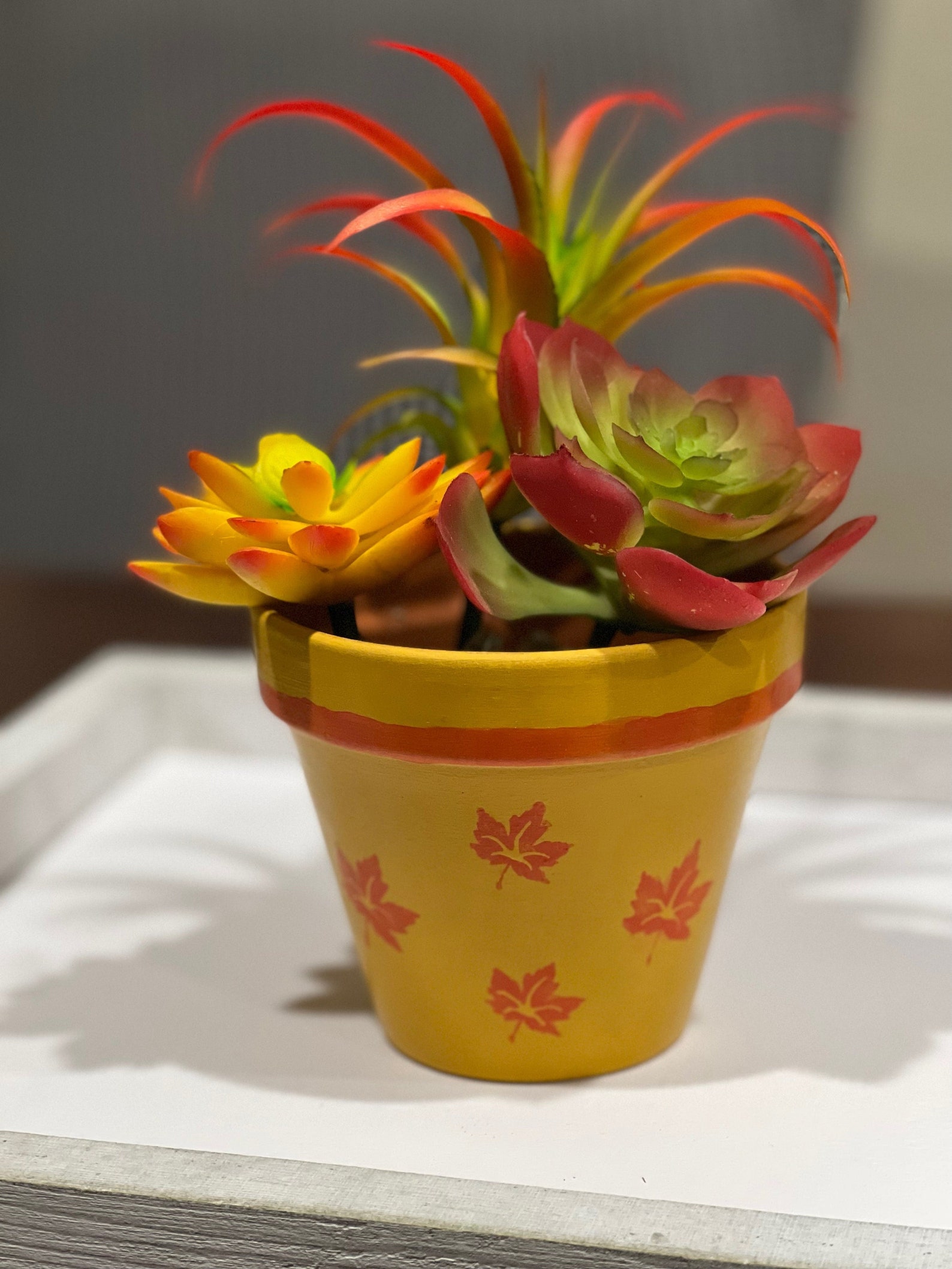 Hand-painted Terracotta Plant Pot | Fall Leaves Decor - Etsy