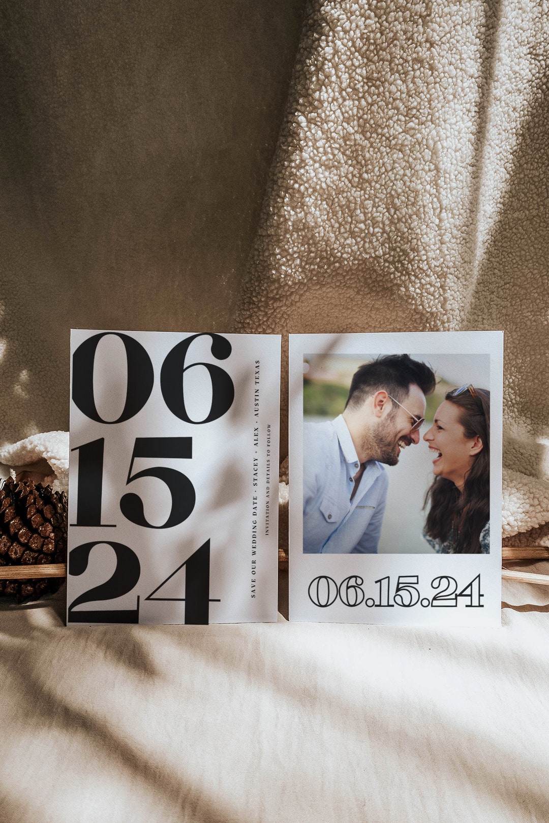 Minimalist Large Font Save the Date, Minimalist Save the Date, Photo ...