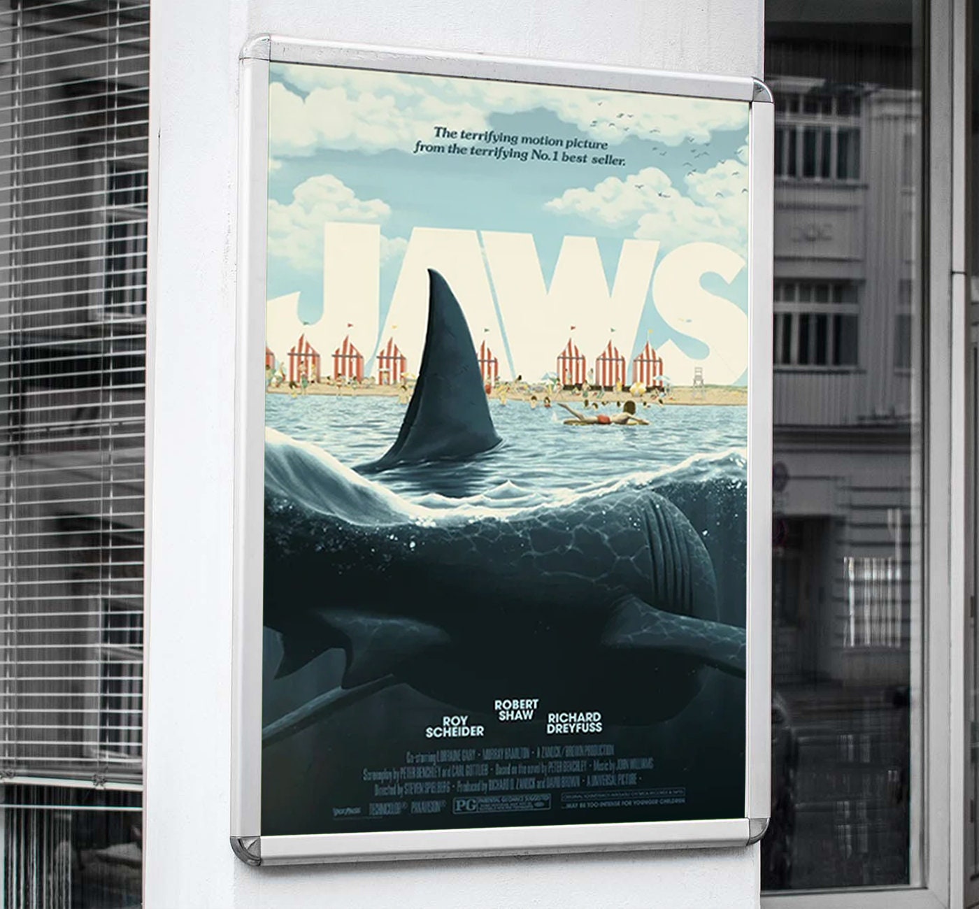 Jaws 1975 movie poster, Blockbuster movie poster sold by William Merges ...