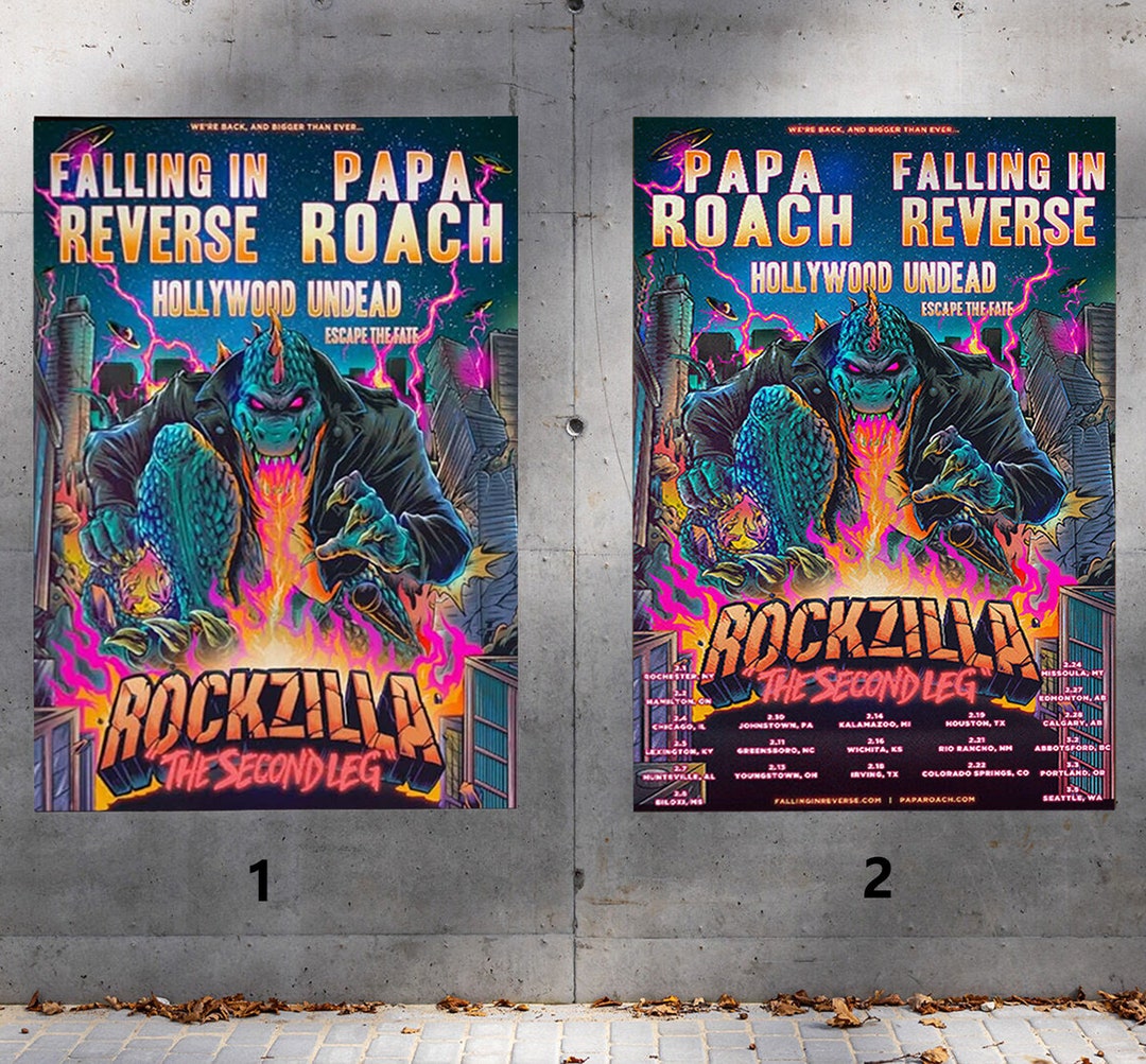 Rock-zilla Tour Papa Roach Poster Rock Band Poster Gift for - Etsy