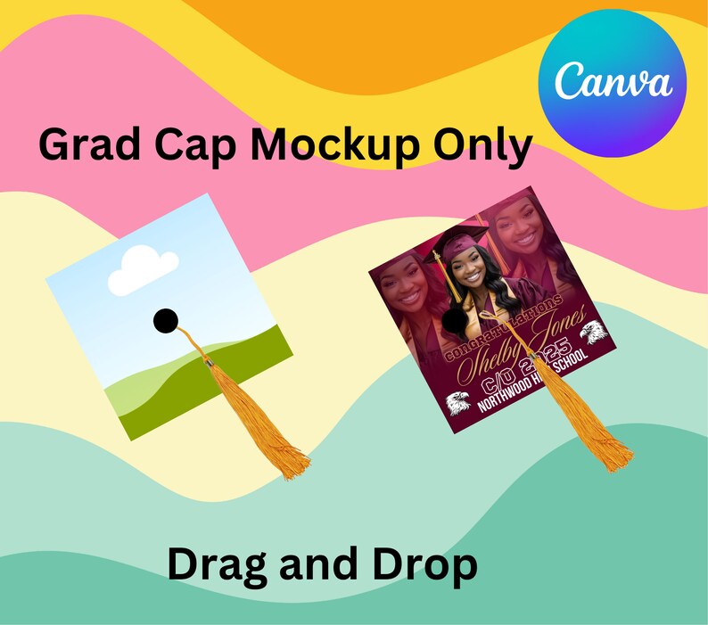 Grad Cap Mockup: Drag & Drop Canva Template (digital Download) - Etsy