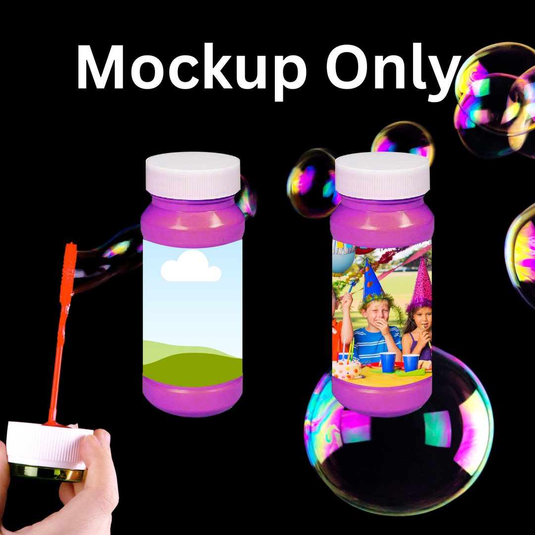 Bubbles Label Canva Mock Up, Party Favor Template, Editable Canva Frame ...