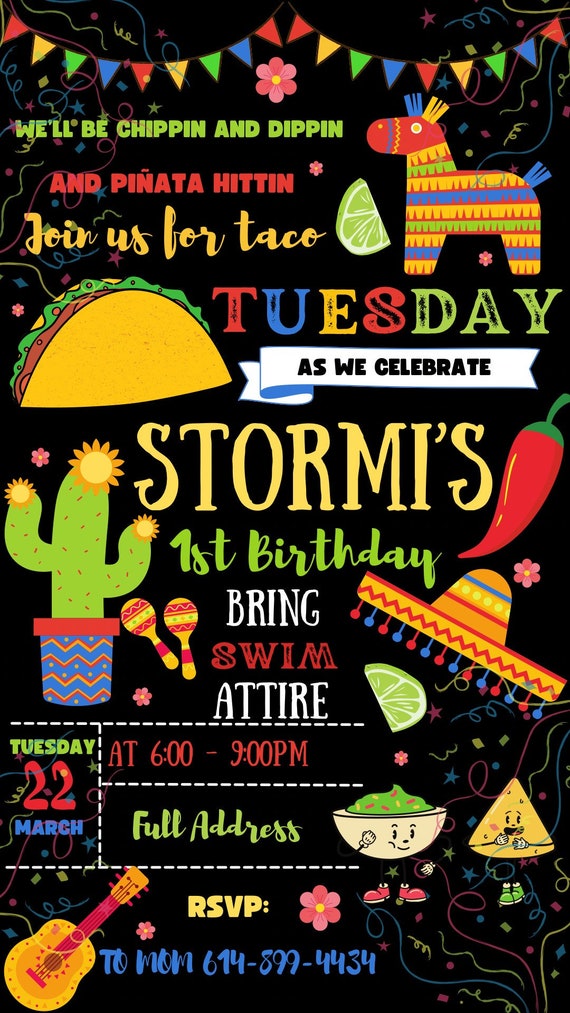Taco Tuesday Birthday Party Invitation Taco Twosday Party - Etsy