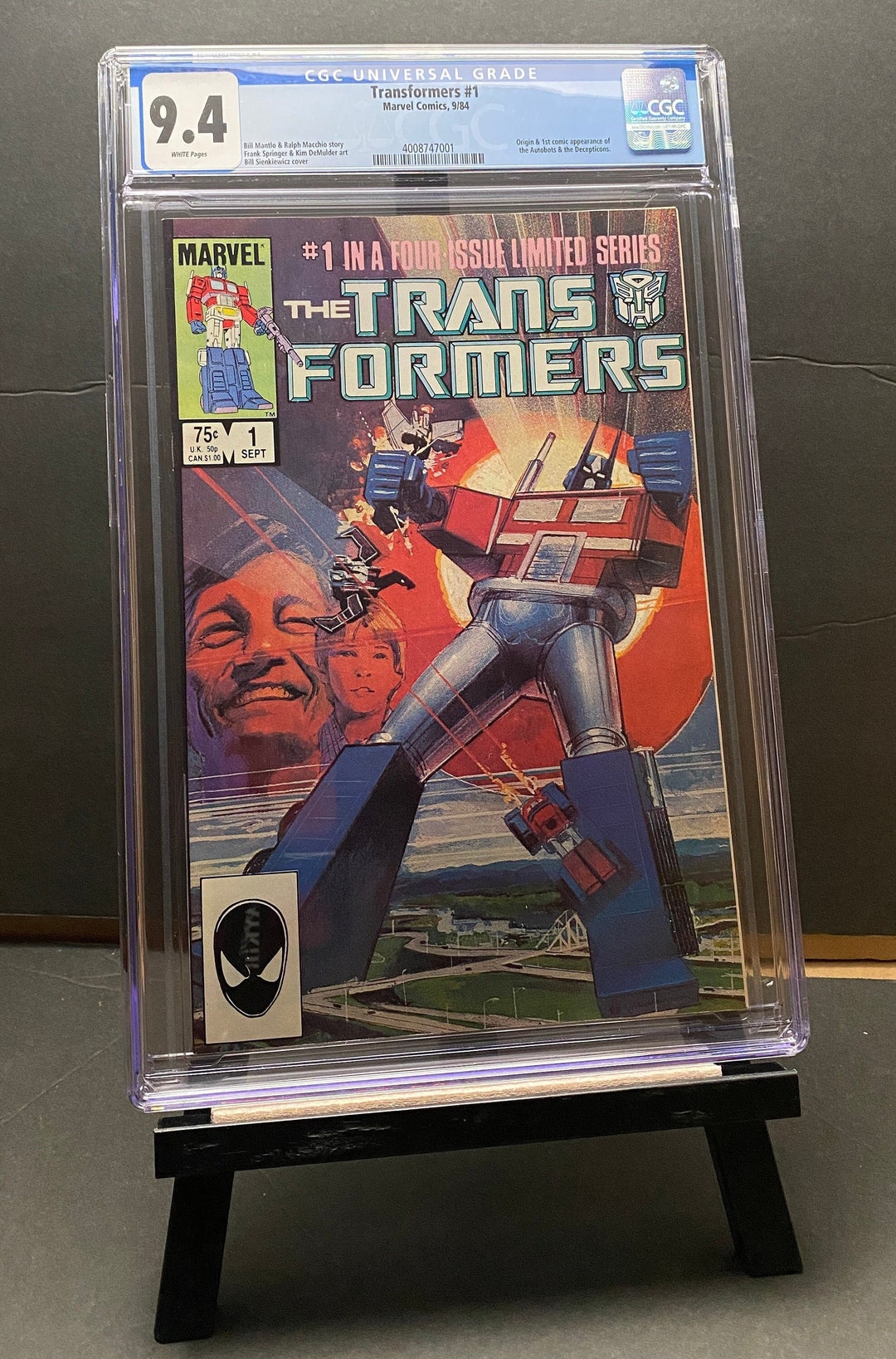 Transformers 1 Comic Book CGC Graded 9.4 White Pages 0-84 - Etsy
