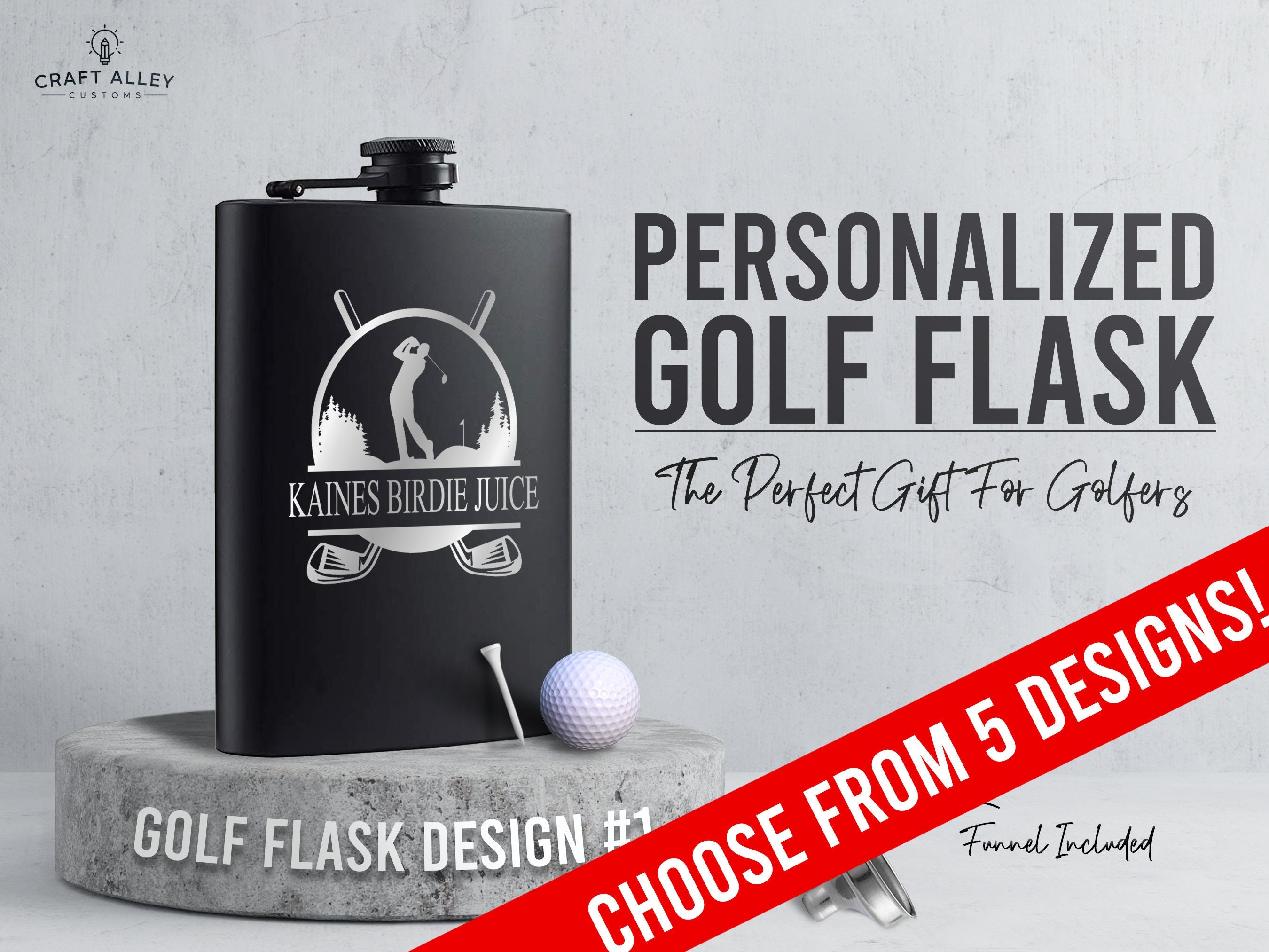 PERSONALIZED GOLF FLASK // Custom Flask for Golfers 8oz - Etsy