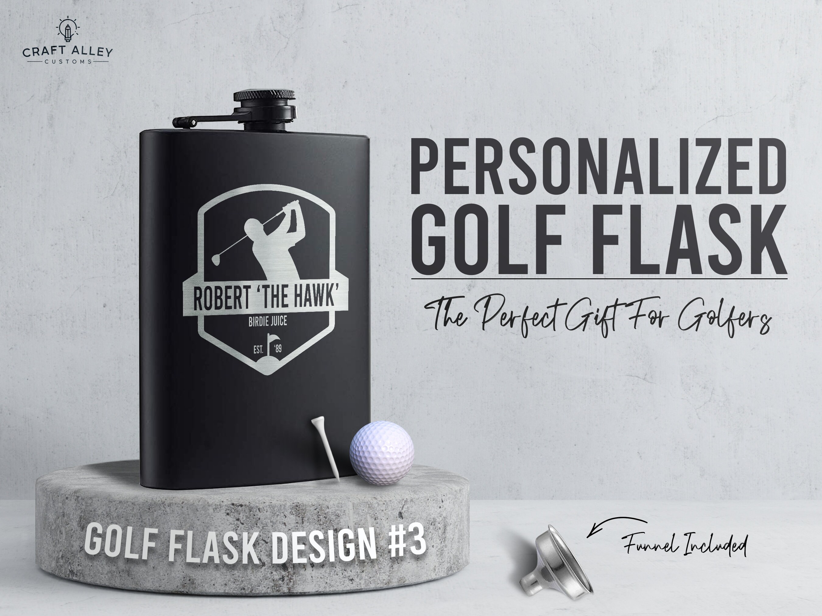 PERSONALIZED GOLF FLASK // Custom Flask for Golfers - 8oz - Etsy