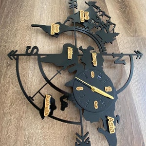 World Cardinal Points Wall Clock - Etsy