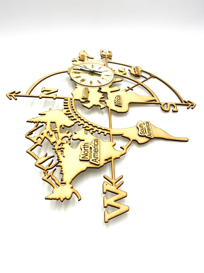 World Cardinal Points Wall Clock - Etsy