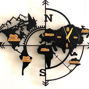World Cardinal Points Wall Clock - Etsy