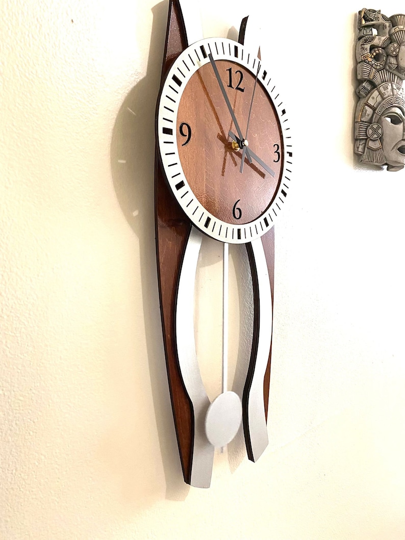 Modern Pendulum Silver/brown Wall Clock - Etsy