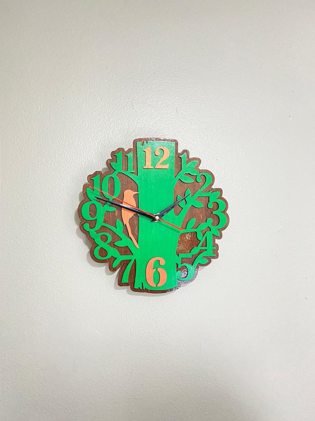 Green Tree Clock - Etsy