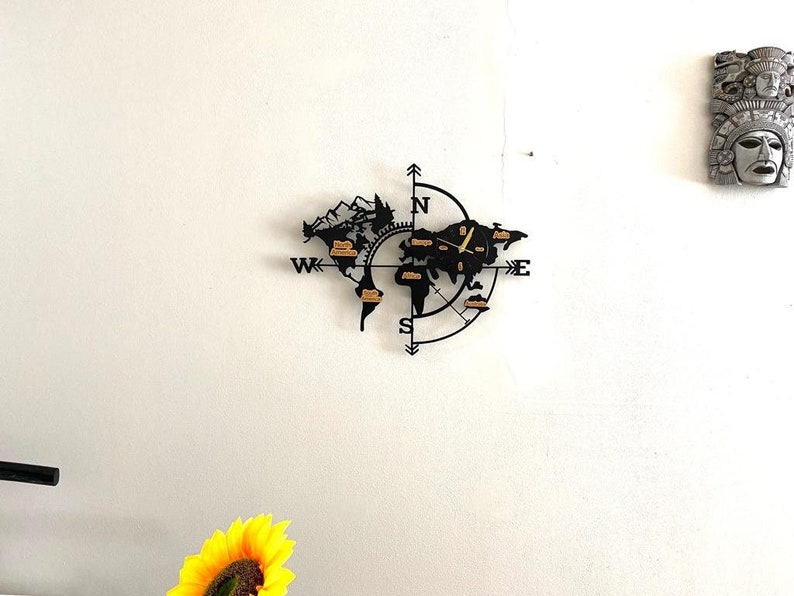 World Cardinal Points Wall Clock - Etsy