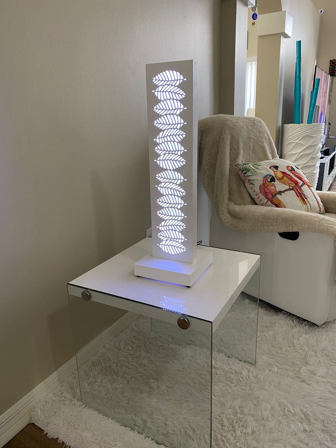 White LED Leaves Table Lamp - Etsy