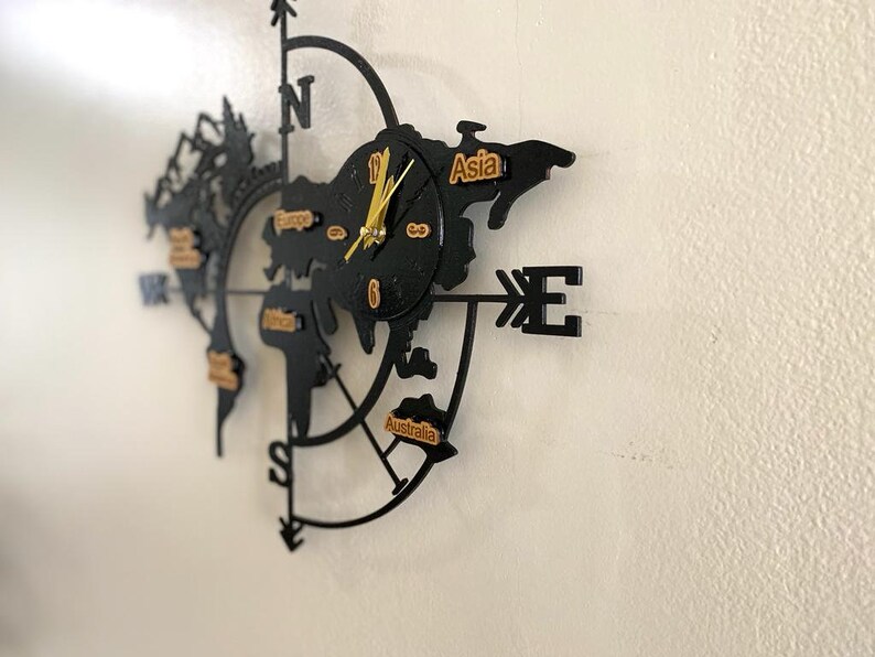 World Cardinal Points Wall Clock - Etsy