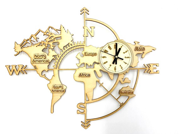 World Cardinal Points Wall Clock - Etsy