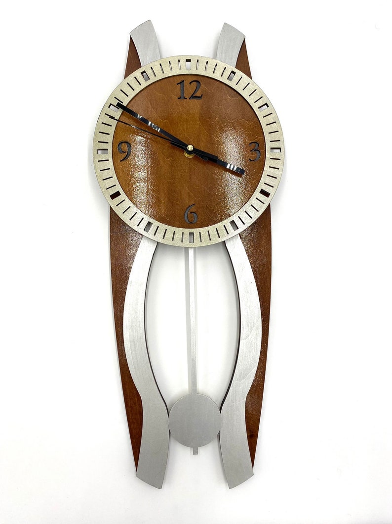 Modern Pendulum Silver/brown Wall Clock - Etsy