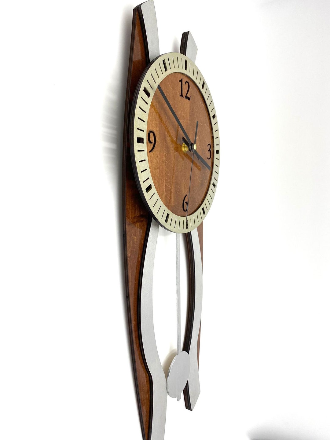 Modern Pendulum Silver/brown Wall Clock - Etsy