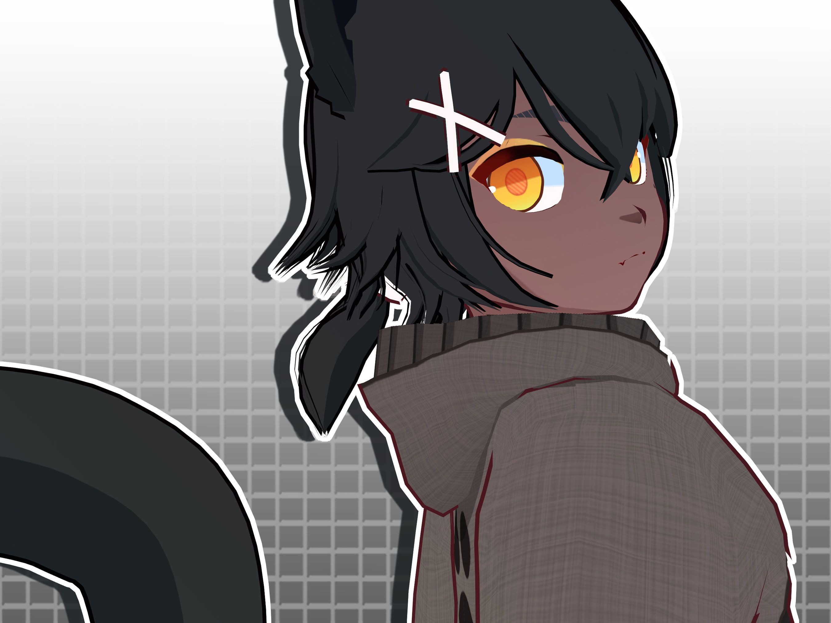 Kuro Cat Girl | Premade 3D Vroid VRM Model | Streamer and Vtuber ...